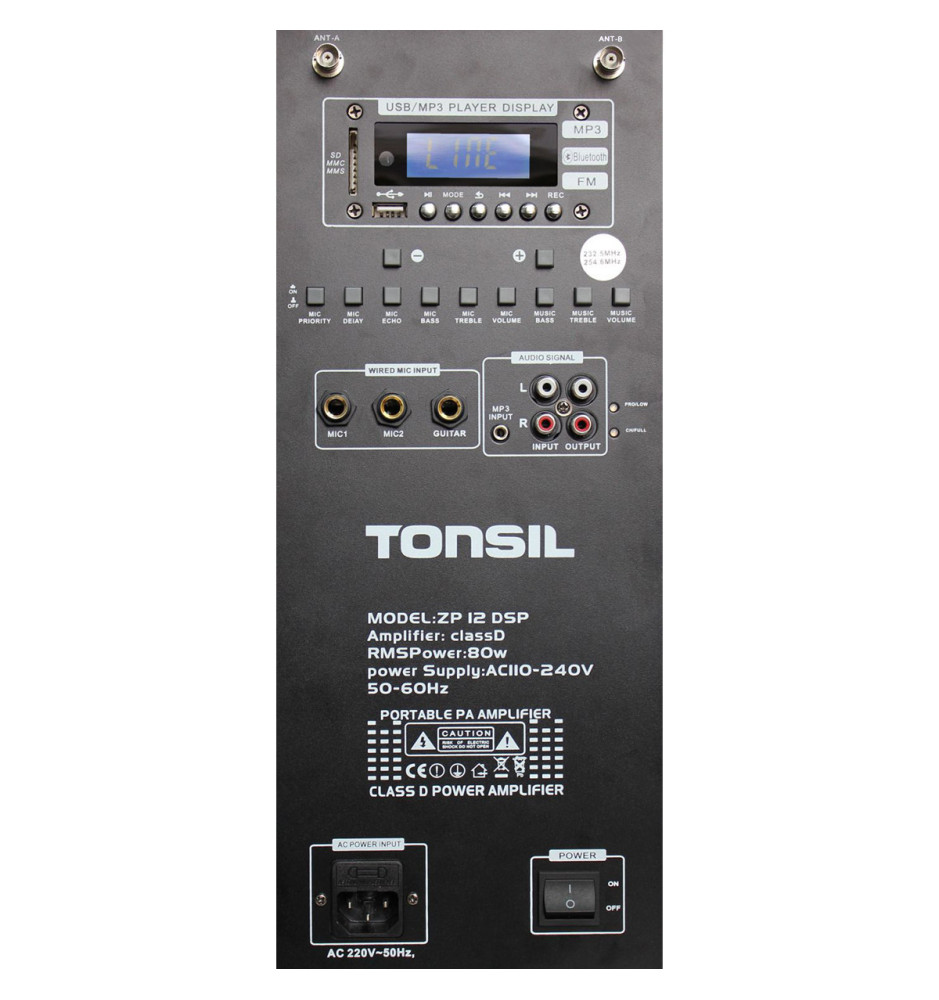 Tonsil ZP 12 DSP - Aktywna kolumna mobilna 200W + 2 mikrofony bezprzewodowe
